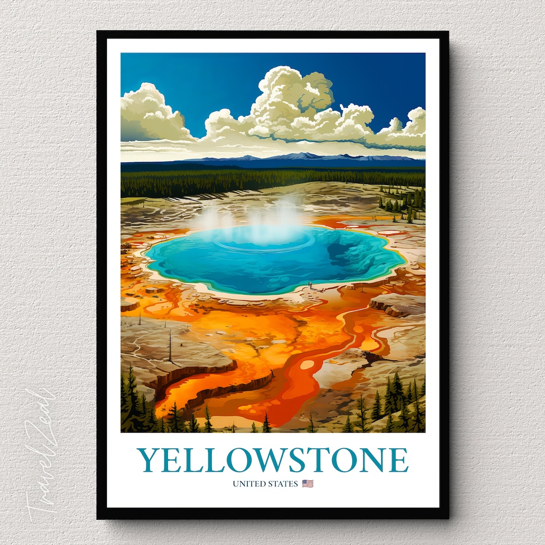 Yellowstone National Park Travel Poster Wall Art Print Yellowstone ...