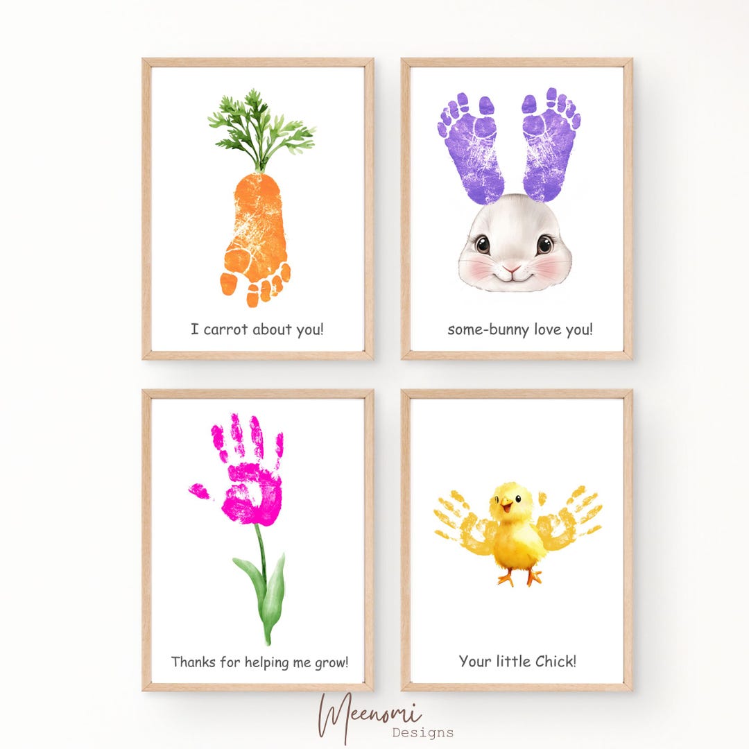 Easter Handprint Art | DIY Bunny, Carrot, Chick & Tulip Keepsake ...