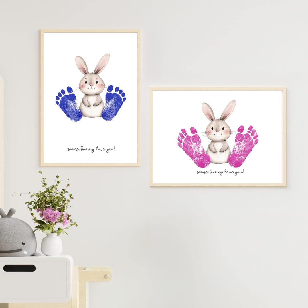 Bunny Handprint Art, DIY Easter Keepsake, Toddler Footprint Craft, Baby ...