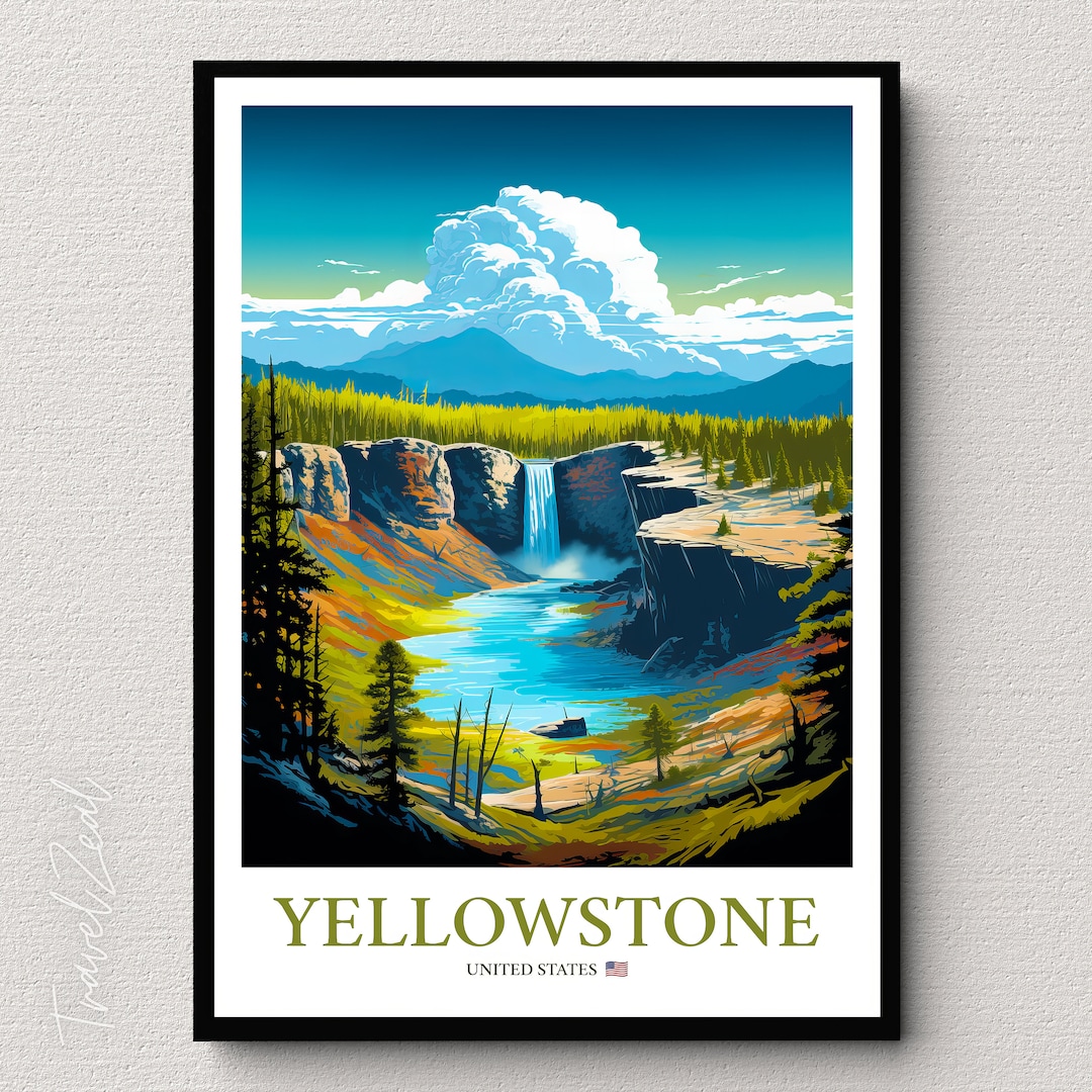 Yellowstone Travel Poster Yellowstone Print National Park Art Print ...