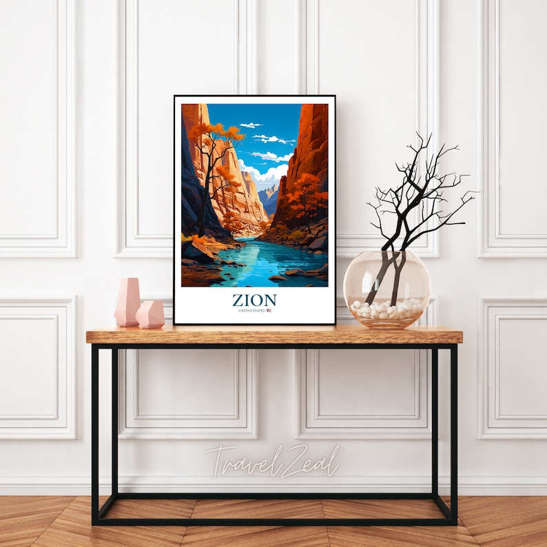Zion Utah Travel Print Wall Art, Zion National Park Travel Poster, Zion ...
