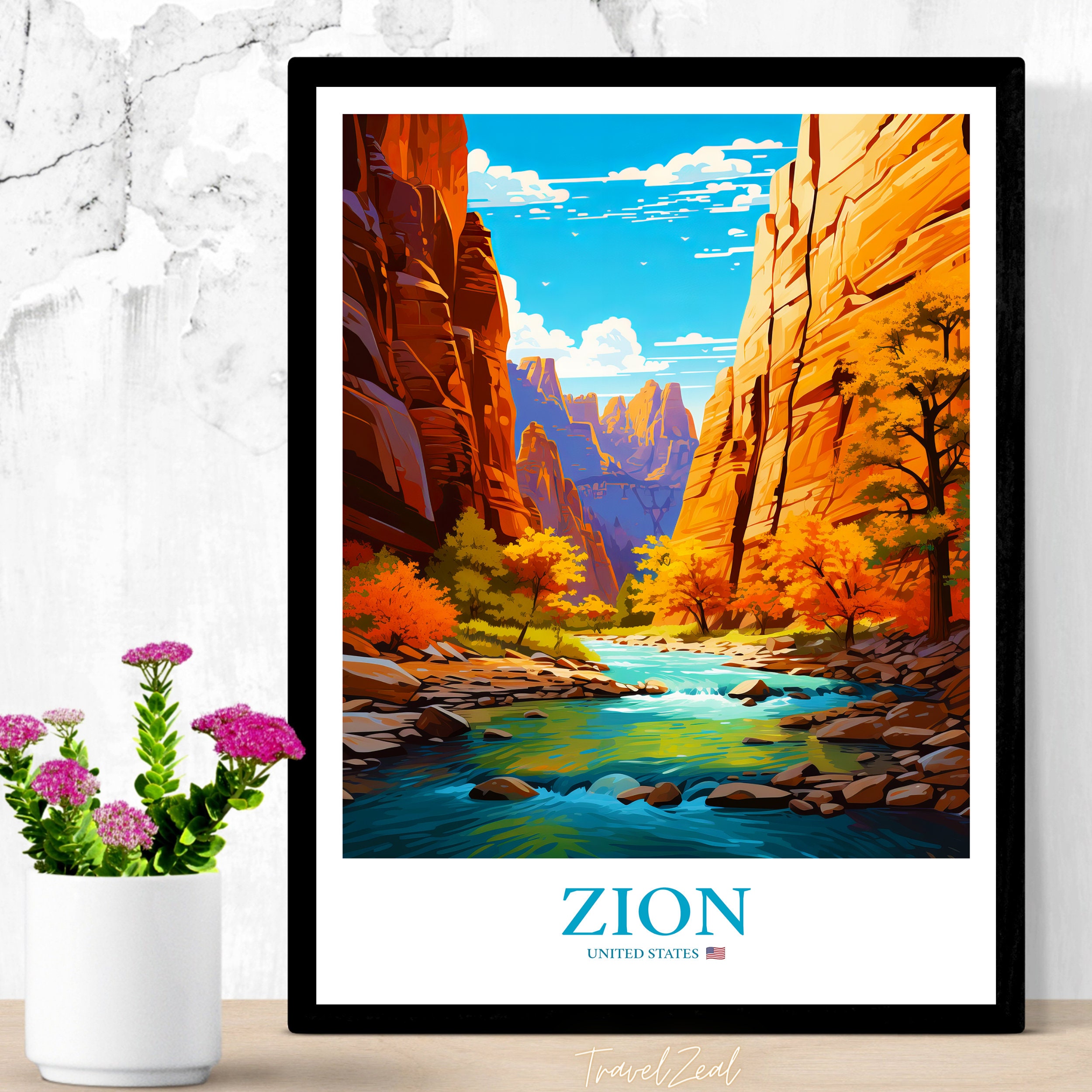 Zion National Park Poster, Zion National Park Photo , Zion Travel Wall ...