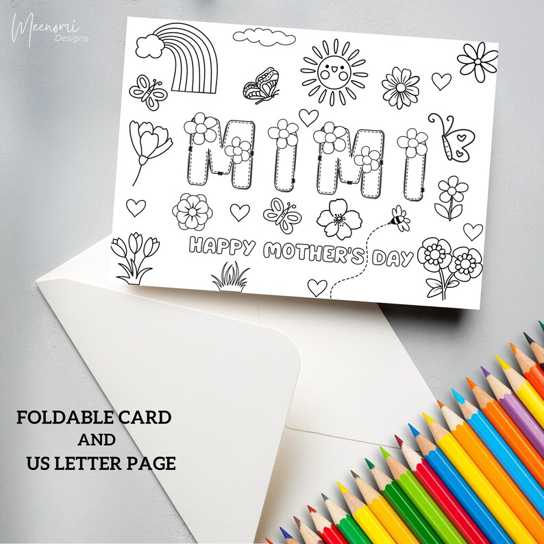 MIMI Mother's Day Coloring Card | Printable DIY Gift From Kids | Kids Craft for MIMI | Activity ...