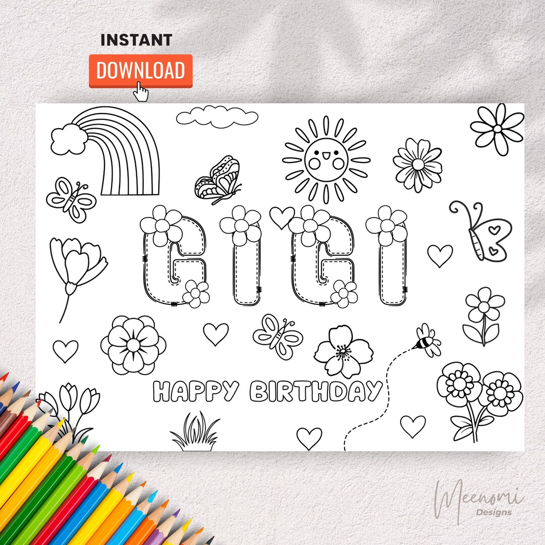 Printable Birthday Card for GIGI | Printable Coloring Birthday Card for ...