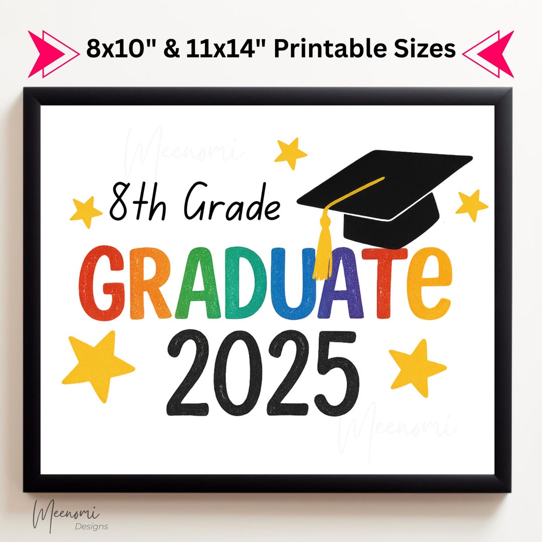 Eighth Grade Graduation Sign 2025 | 8th Grade Last Day of School Sign ...