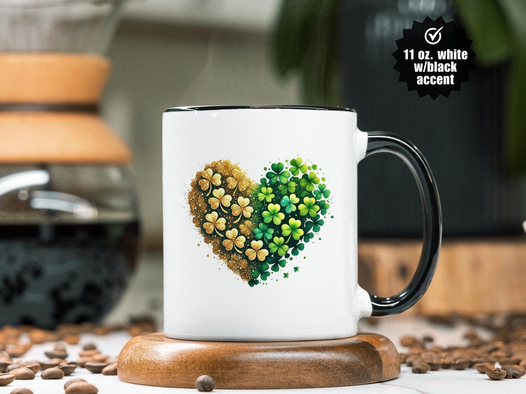 Heart Shaped Clover Mug Irish Shamrock Mug St Patricks Day Mug Shamrock ...