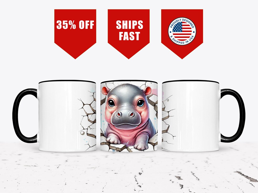 Cute Baby Hippo Busting Through Wall Hippo Lover Gifts for Him Dad ...