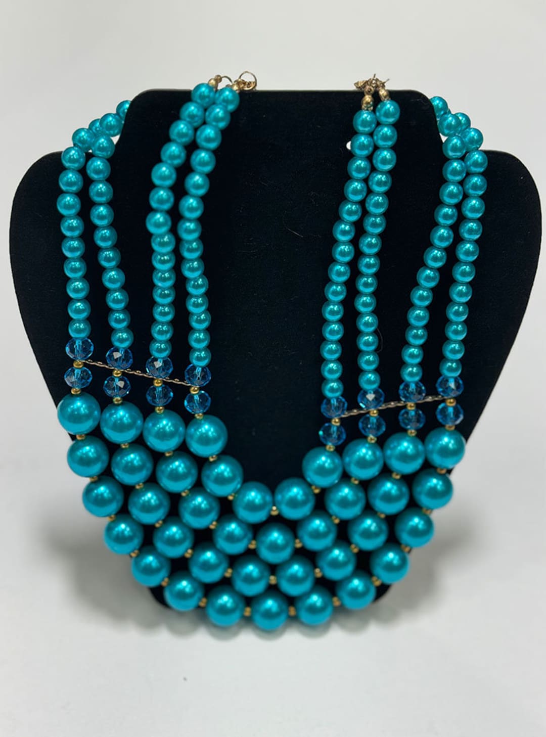 Cerulean Cascade Beaded Necklace Traditional African Beads Jewelry Gift ...
