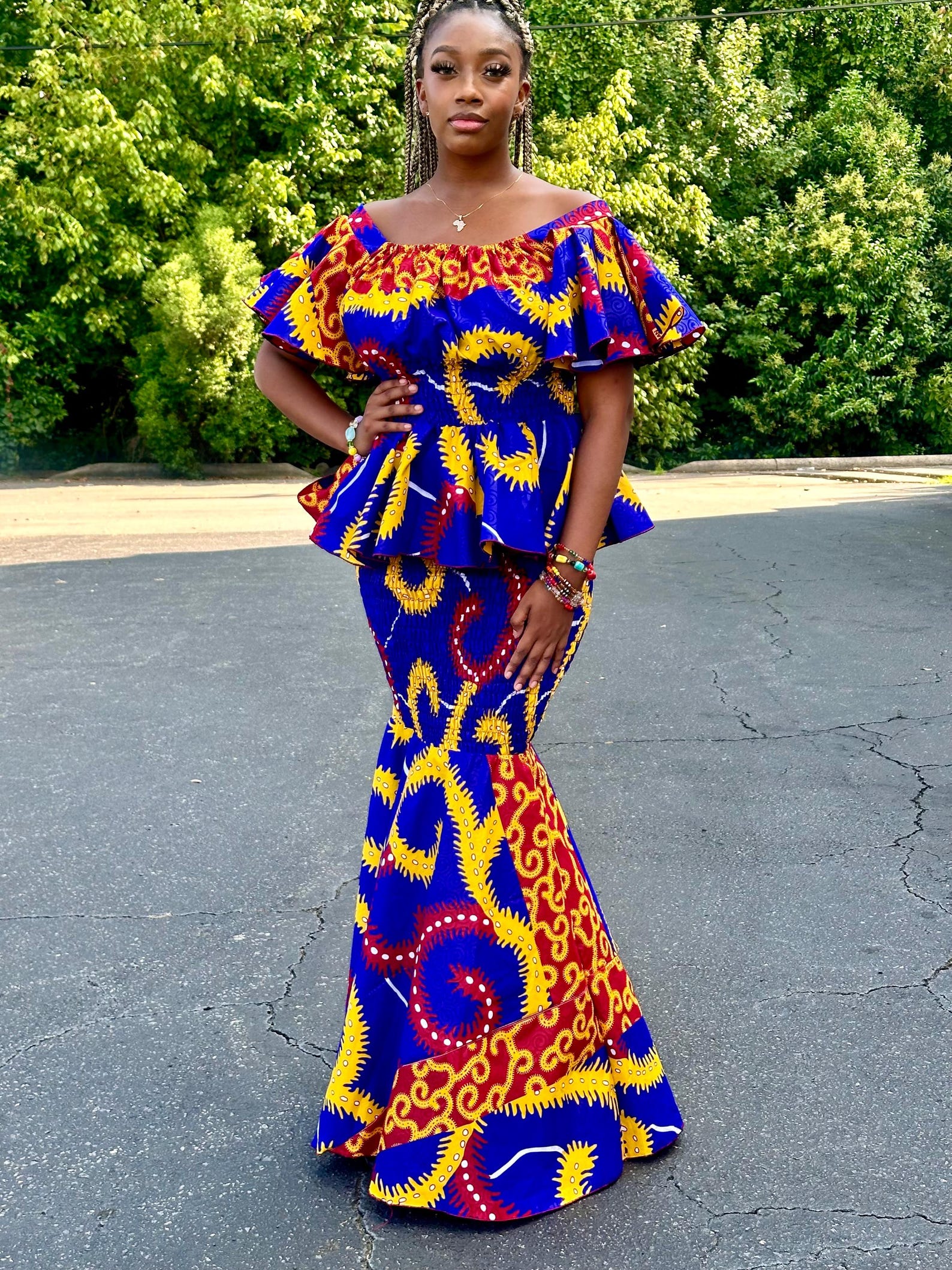 Traditional 2 Pieces Slit and Kaba, Women's Top and Long Skirt Set ...
