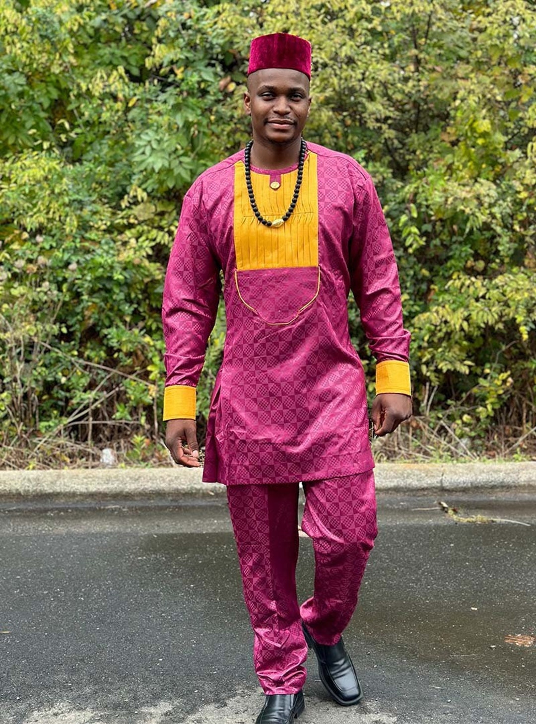 2 Piece African Mens Clothing Long Sleeve Embroidery Traditional Shirt ...