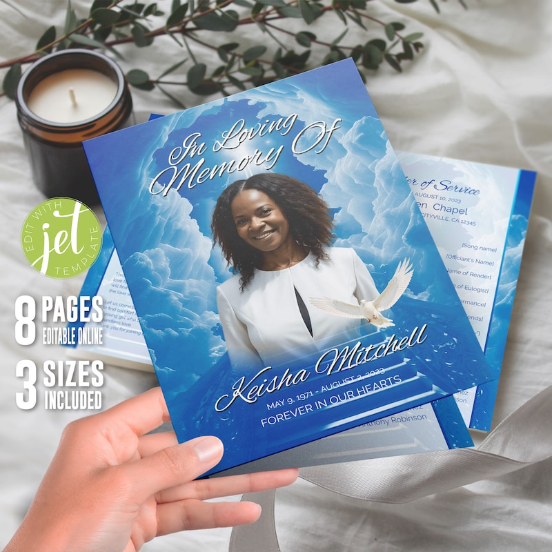Blue Funeral Template - Etsy