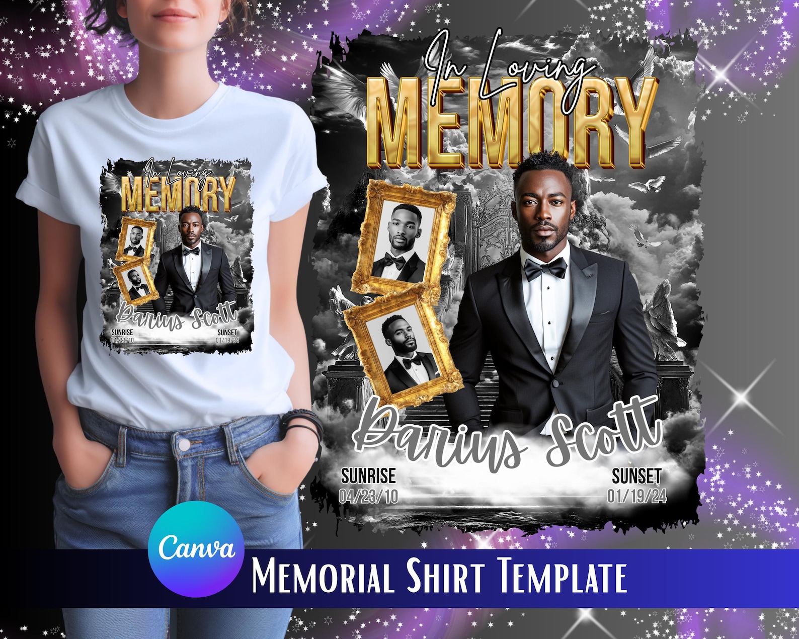 In Loving Memory Black Memorial Bootleg Shirt Template, Emotional RIP ...