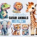 Cute Safari Animals Clipart PNG Bundle Watercolor Whimsical - Etsy