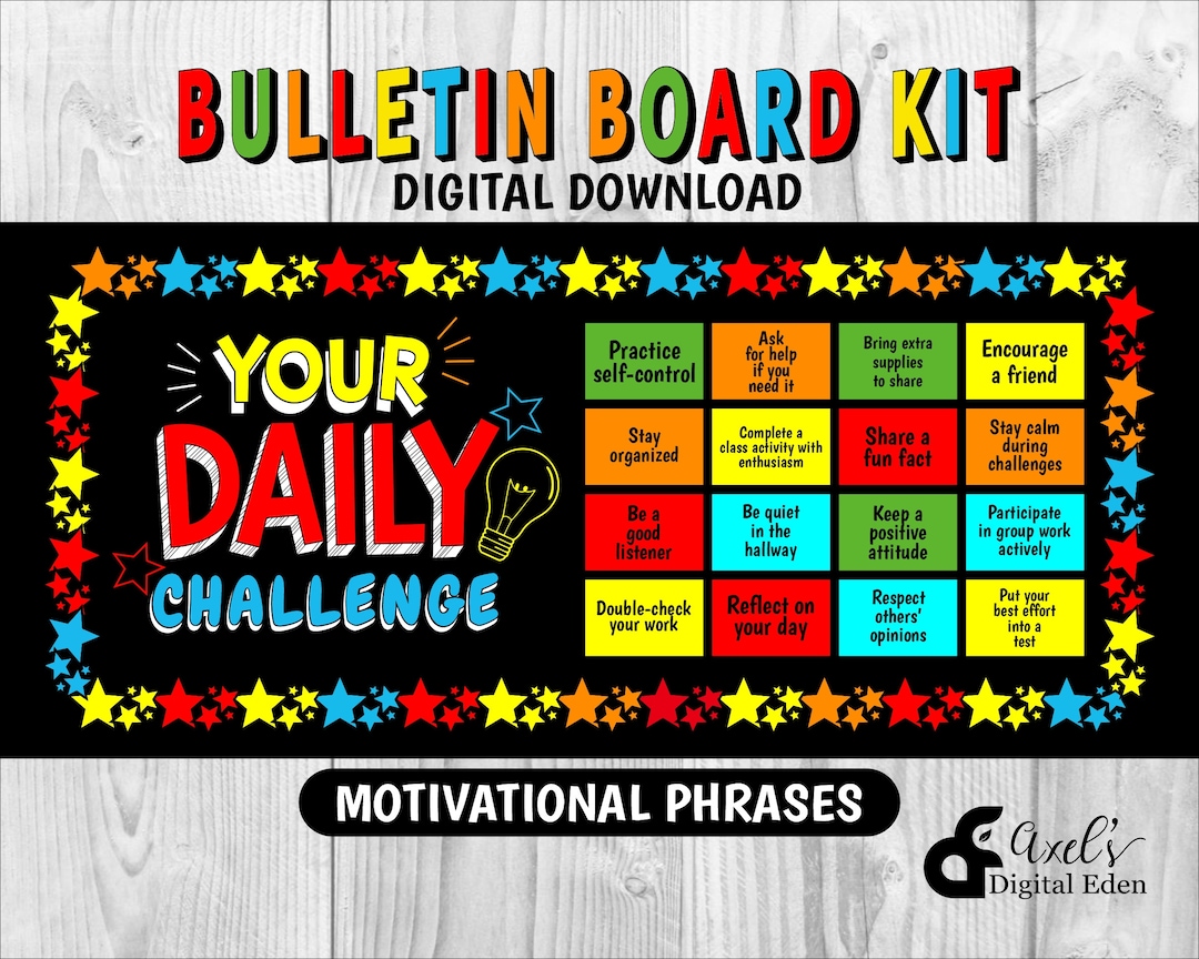 Back to School Motivational Bulletin Board Kit, Your Daily Challenge ...
