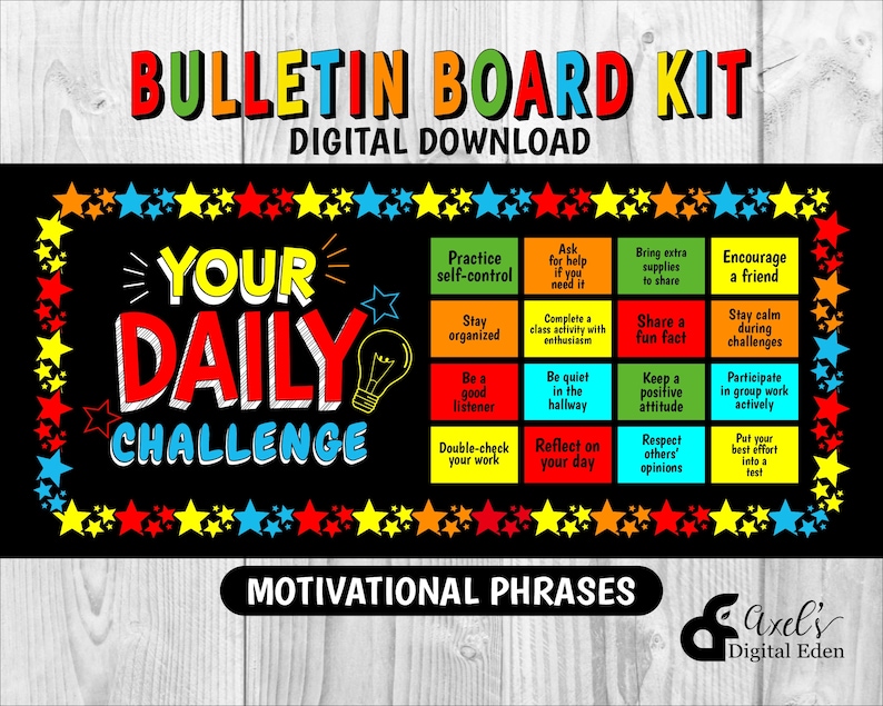 Back to School Motivational Bulletin Board Kit, Your Daily Challenge ...