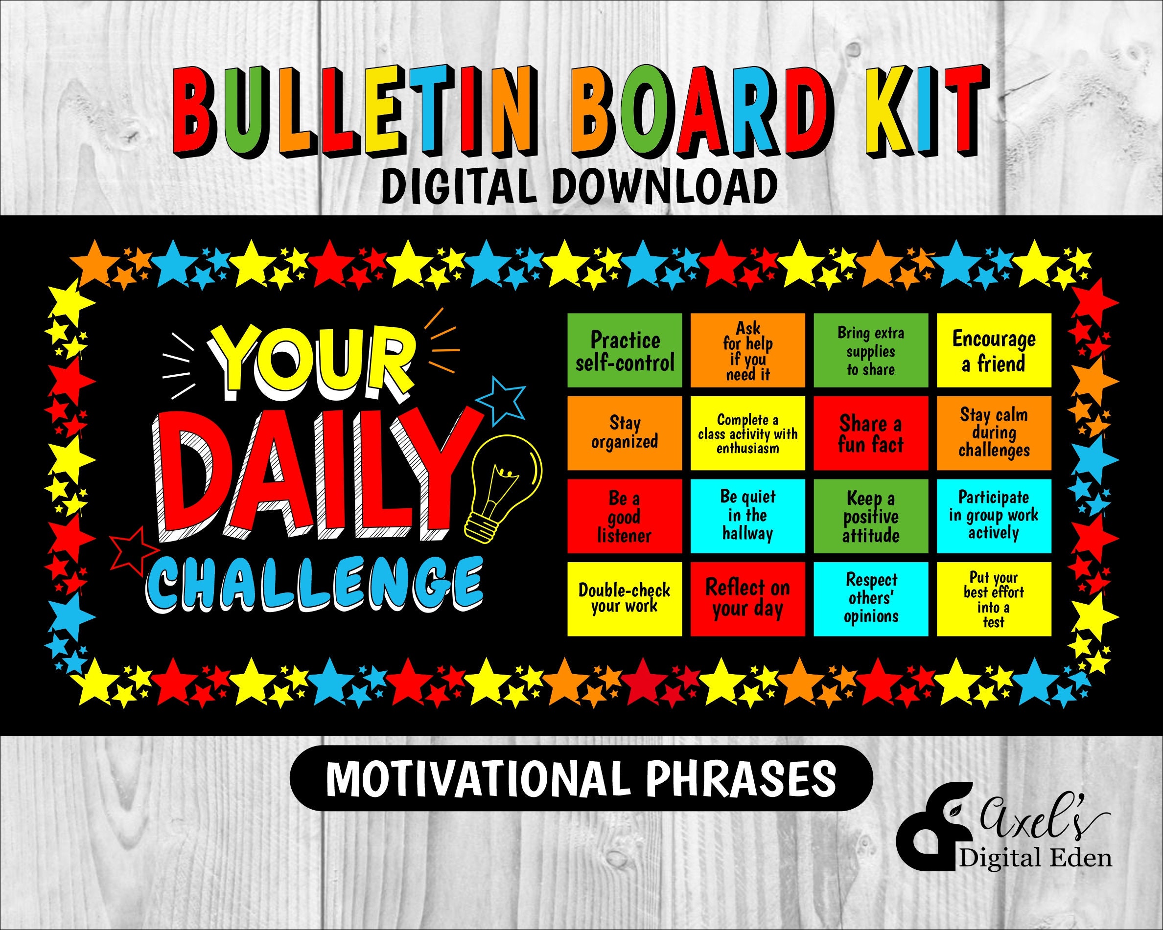 Back to School Motivational Bulletin Board Kit, Your Daily Challenge ...