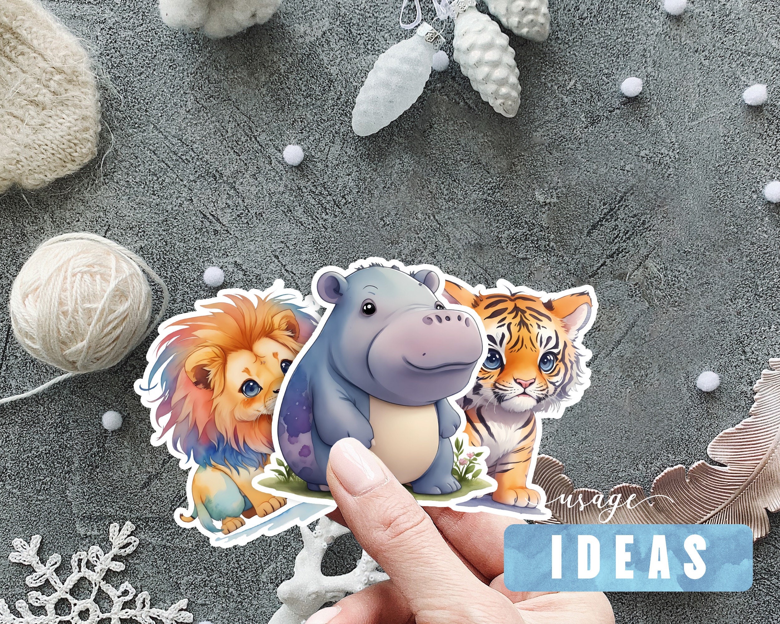 Cute Safari Animals Clipart PNG Bundle Watercolor Whimsical - Etsy