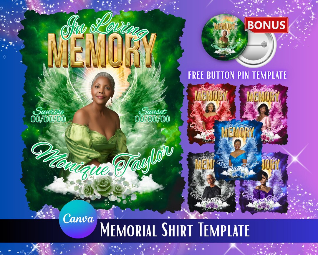 In Loving Memory Shirt PNG Bundle, Heavenly Shirt Design, Green RIP ...