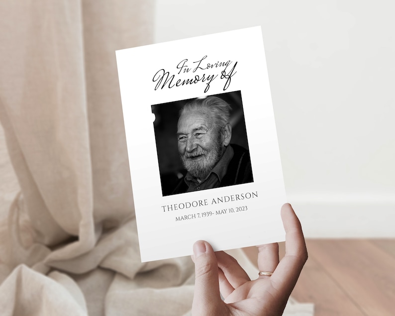 Minimalist Funeral Program Template Elegant Memorial Service Editable ...