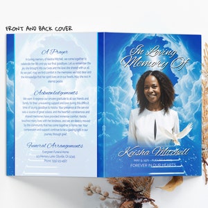 Blue Stairway Heaven Obituary Template Sky Remembrance in Loving Memory ...