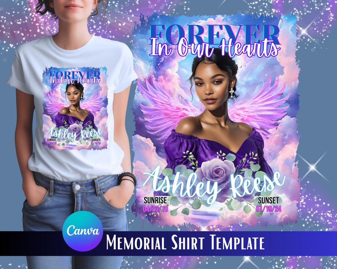 Forever in Our Hearts Bootleg Memorial Shirt Canva Template • Editable ...