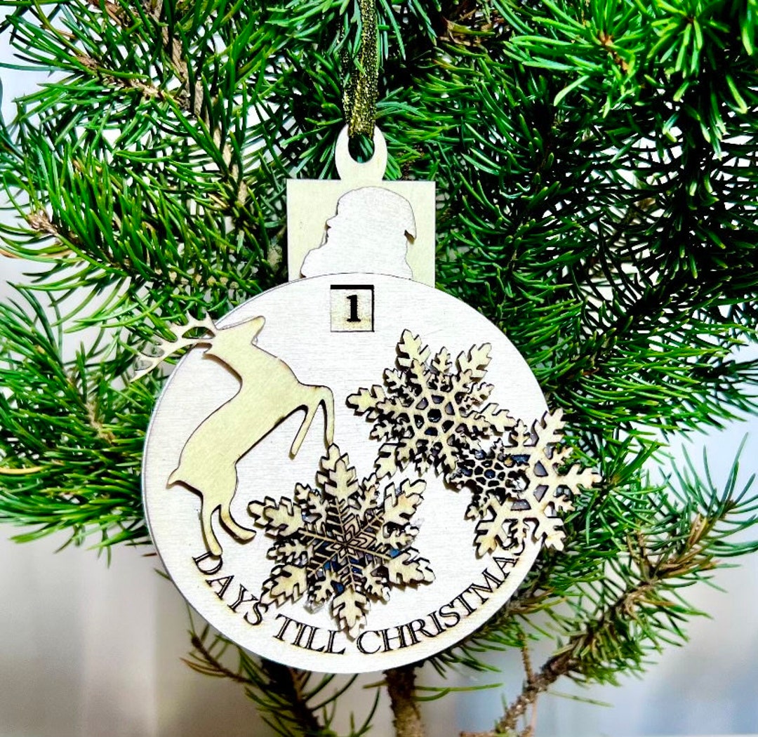 25 Days Till Christmas Countdown Ornament, Santa Countdown to Christmas ...