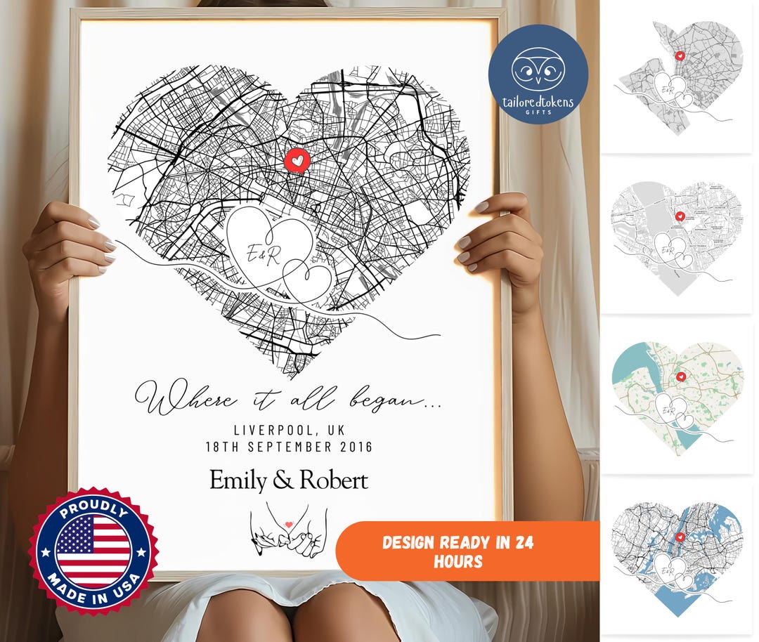 Custom Map | Our First Home Map | Valentines Day Gift for Him ...