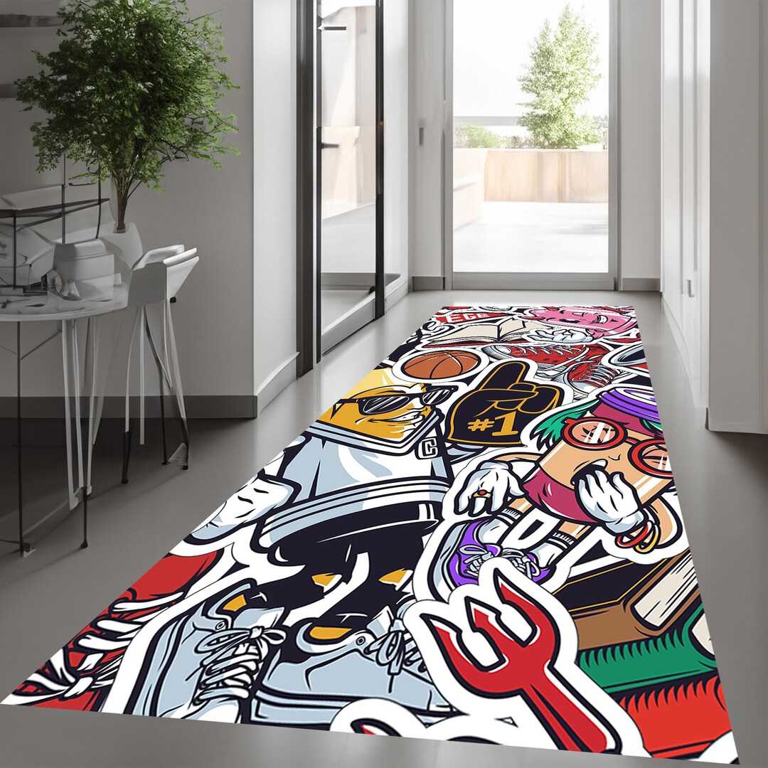 Graffiti Rug, Custom Design,home Decor Rug,handmade Gift,modern Rug,non ...