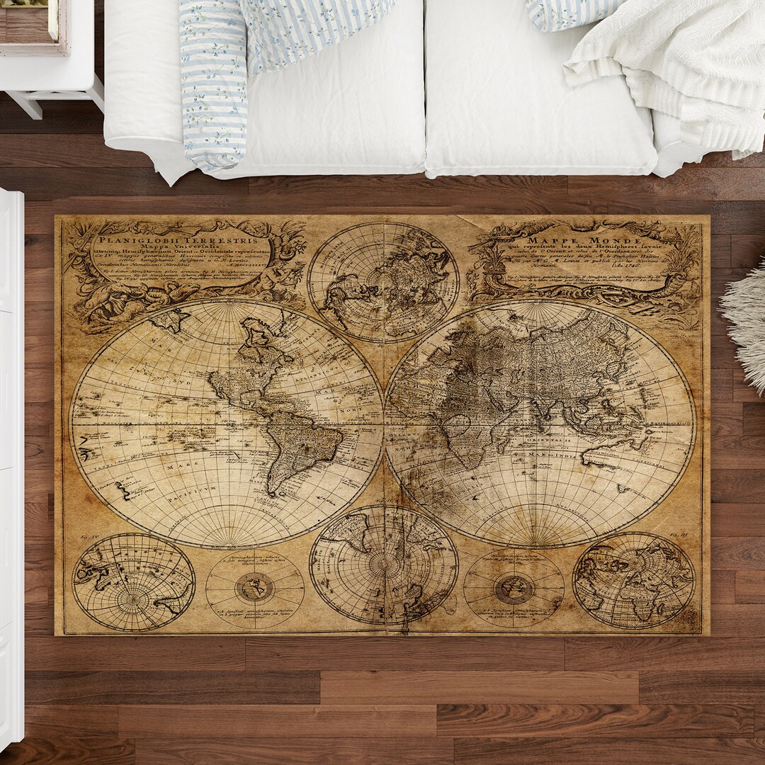 Old World Map Rug Vintage Map Rug Vintage World Map Rug Non - Etsy