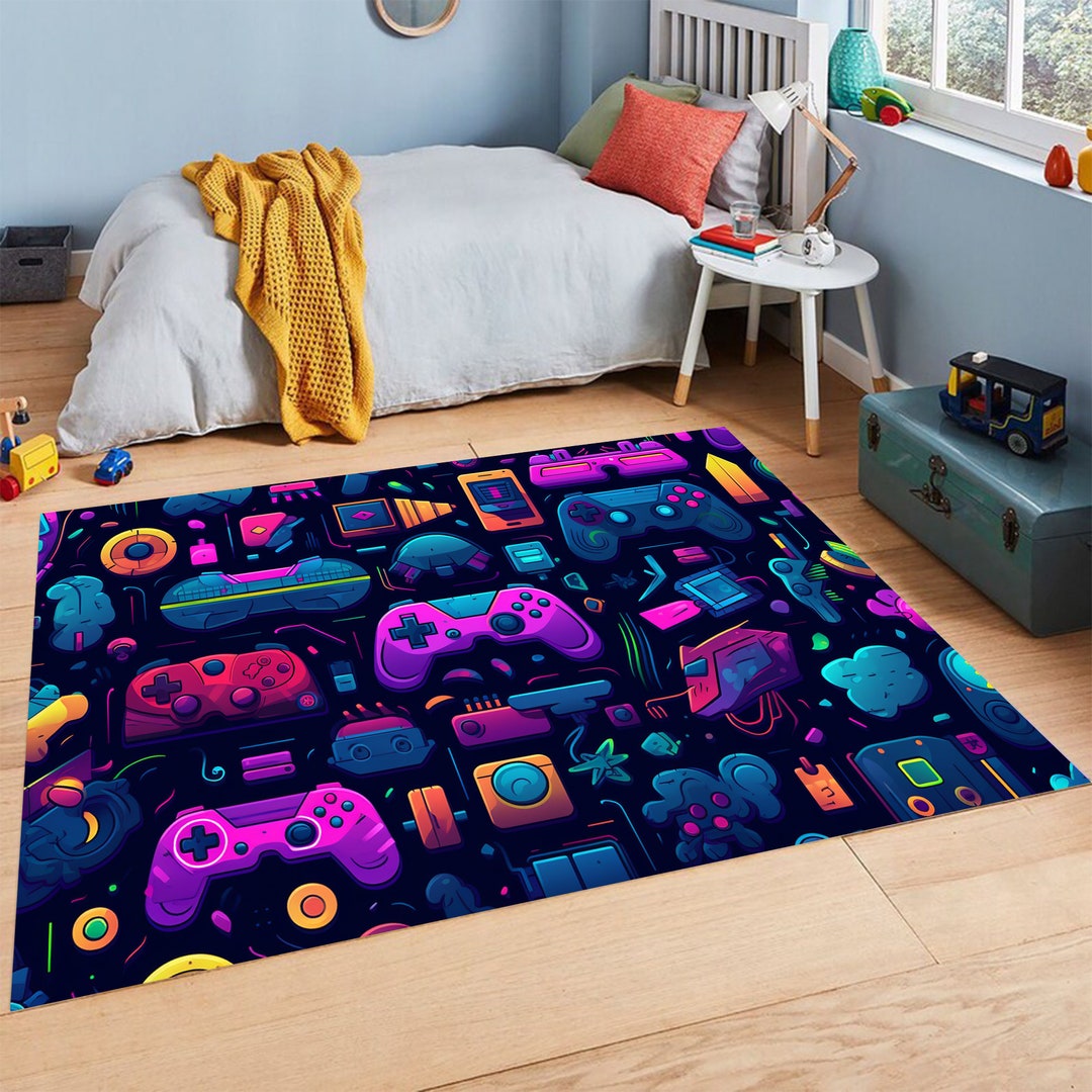 Gaming Room Rug, Colorful Rug, E-sport Rug, Gamer Rug, Neon Look Rug ...