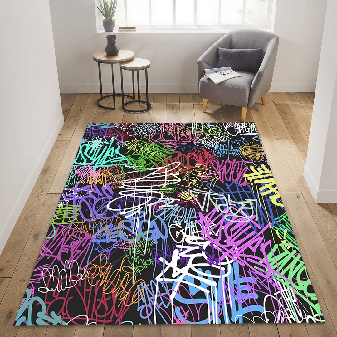 Graffiti Rug, Custom Design, Home Decor Rug, Handmade Gift, Modern Rug ...