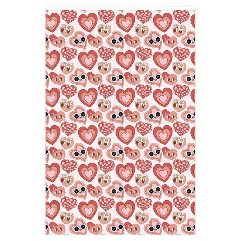 Valentine Wrapping Paper Retro Heart Wrapping Paper Anniversary Gift ...