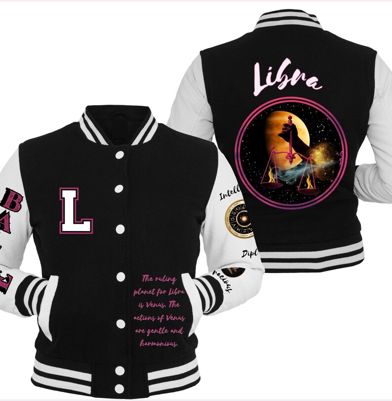Libra Zodiac Sign Varsity Jacket - Etsy