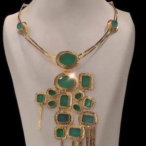 Handmade 925 Sterling Silver Statement Necklace With Natural Paraiba ...