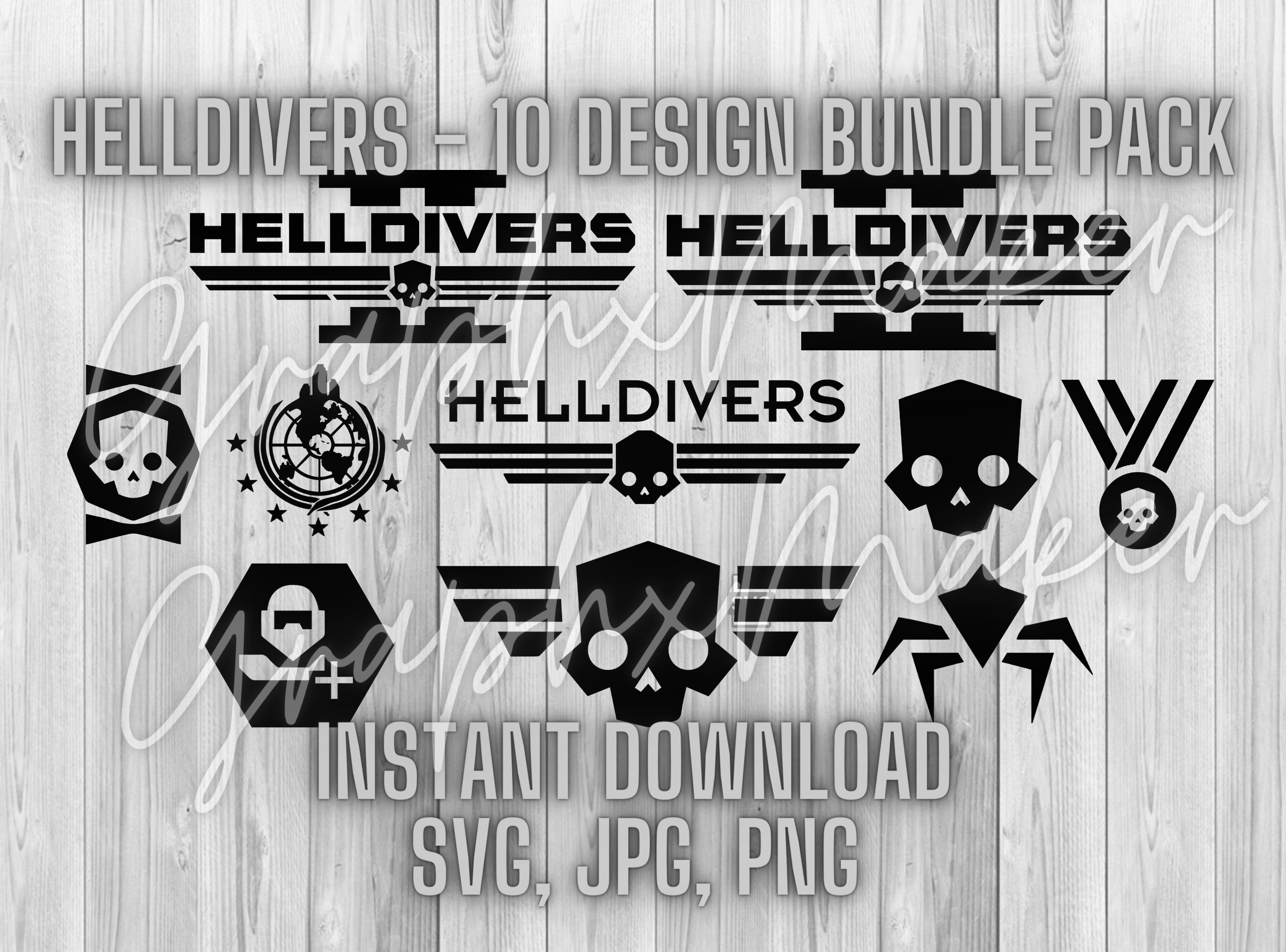 Helldivers Helldivers 2 Hell Divers 10 Design Bundle DIY Shirt Decal ...
