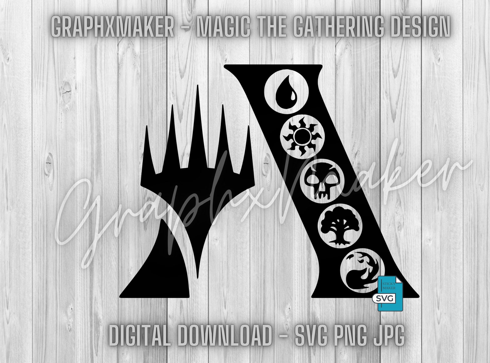 Magic the Gathering Design SVG JPG PNG - Mtg - Magic Phyrexian Half M ...