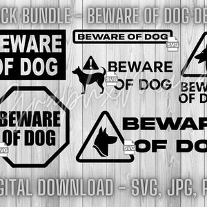 Beware of Dog Digital Download | 6-pack Warning Sign Designs ...