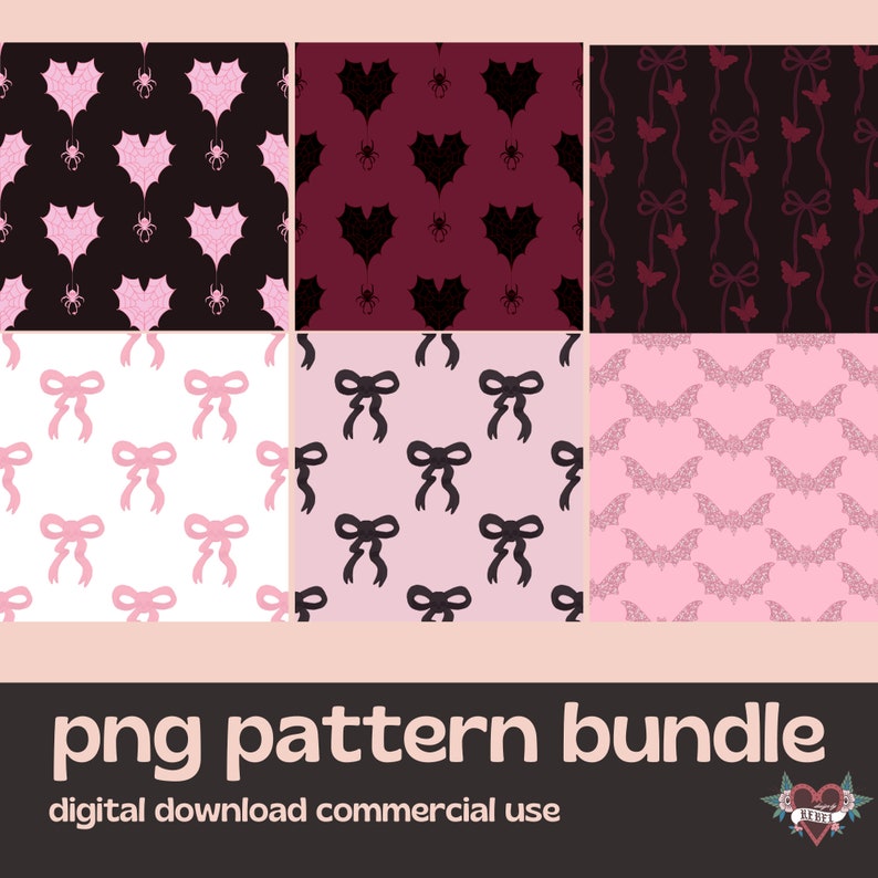 Girly Halloween Pattern Png Bundle, Downloadable Pattern Png, Png ...