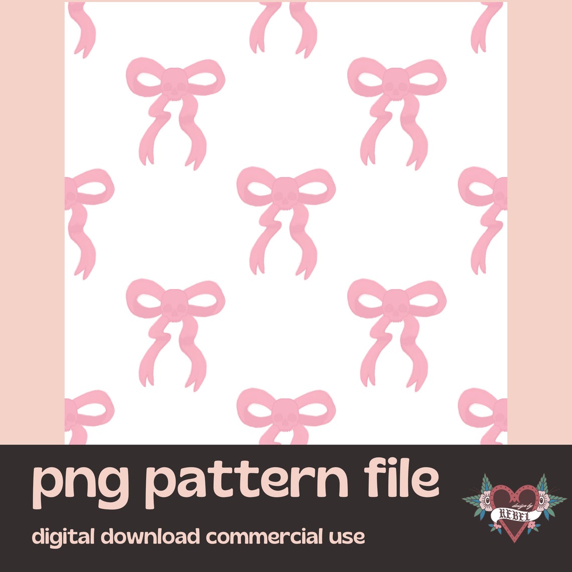 Gothic Coquette Repeating Pattern Png, Downloadable Pattern Png, Skull ...