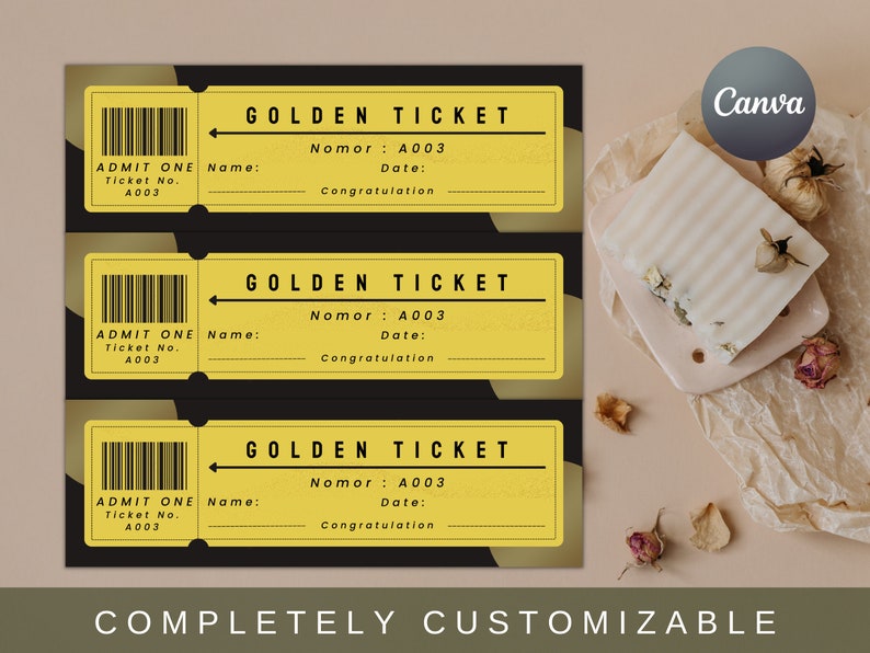 Golden Printable Surprise Event Ticket| Editable Custom Golden Ticket ...
