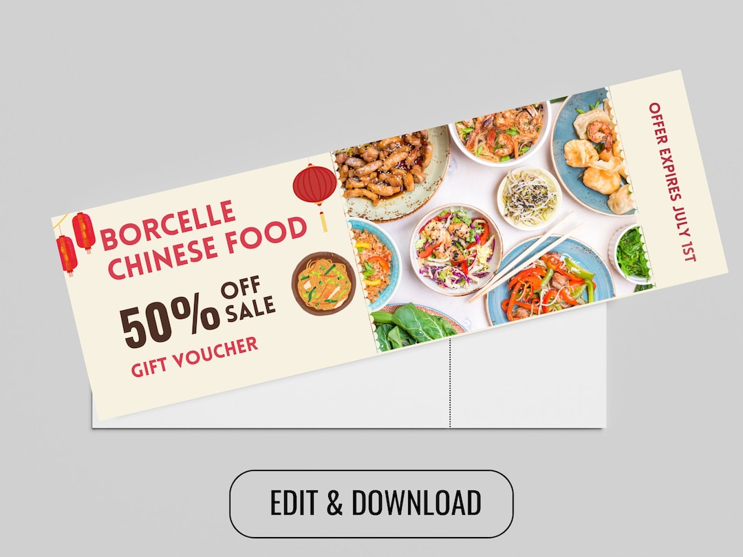 Restaurant Voucher Digital Template Download File in Ticket Format to ...
