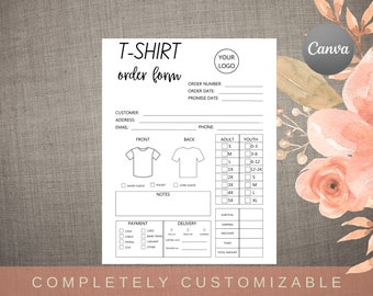 Editable Order Form Template Custom Order Form Canva Template Small ...