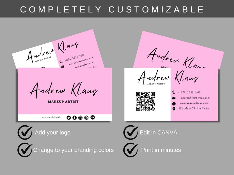 Editable Business Card Printable Business Card DIY Business - Etsy