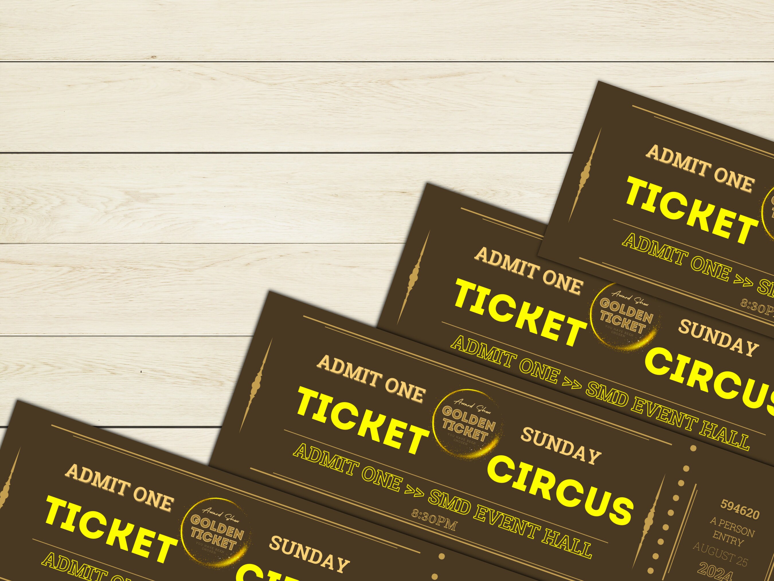 Golden Circus Printable Event Ticket| Editable Custom Golden Ticket ...