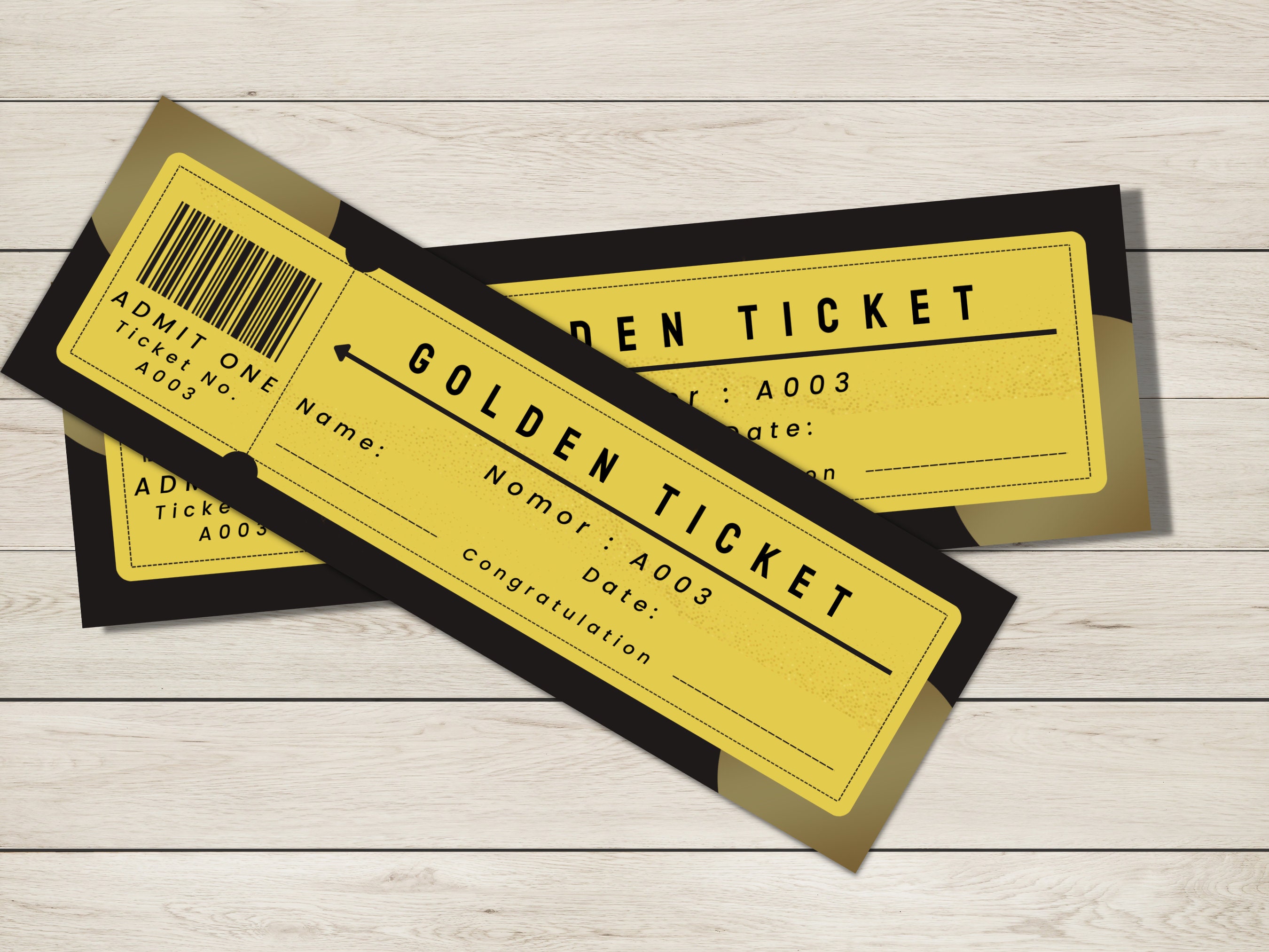 Golden Printable Surprise Event Ticket| Editable Custom Golden Ticket ...