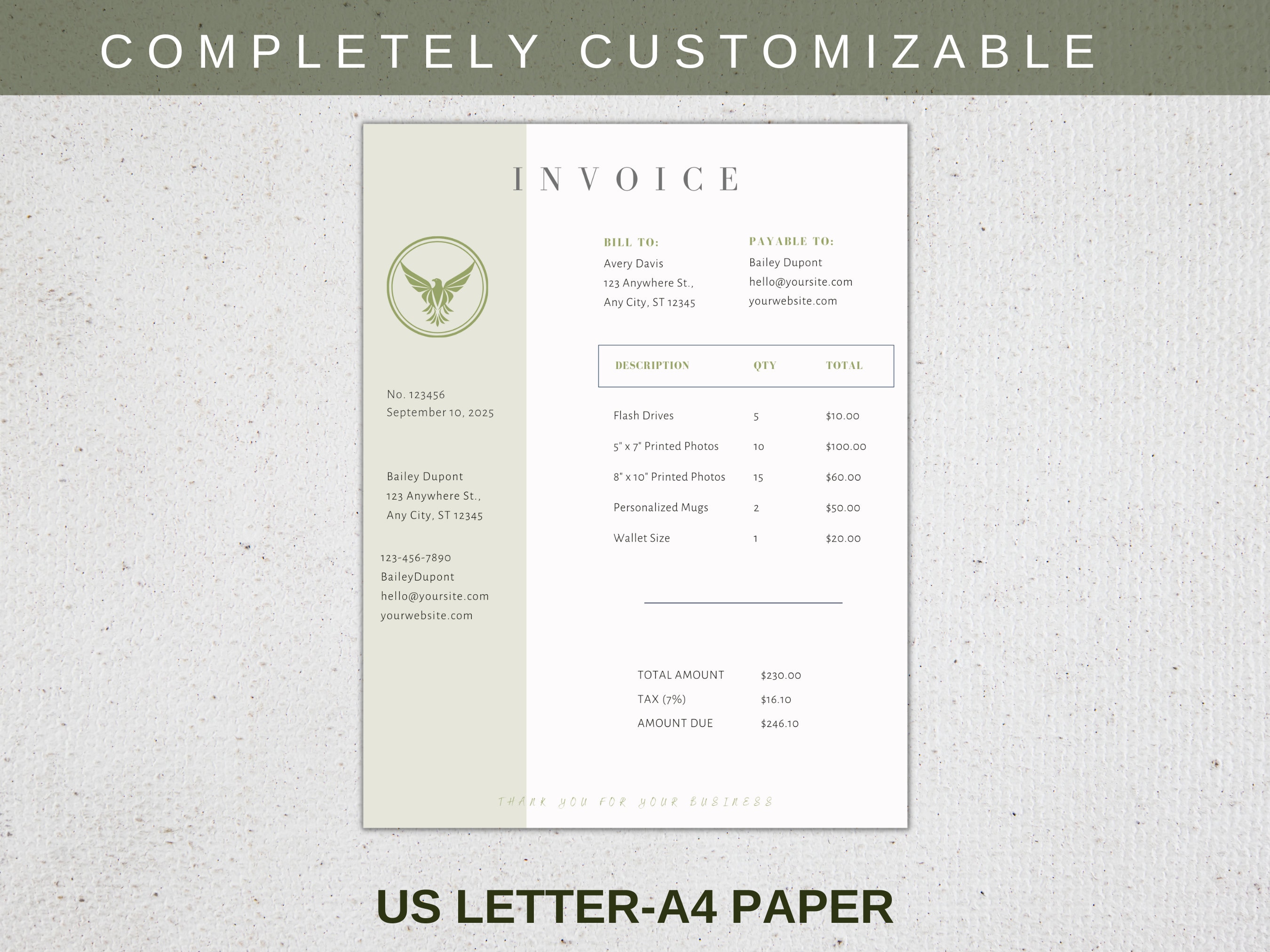 Editable Invoice Fully Editable Receipt Editable Invoice Template ...