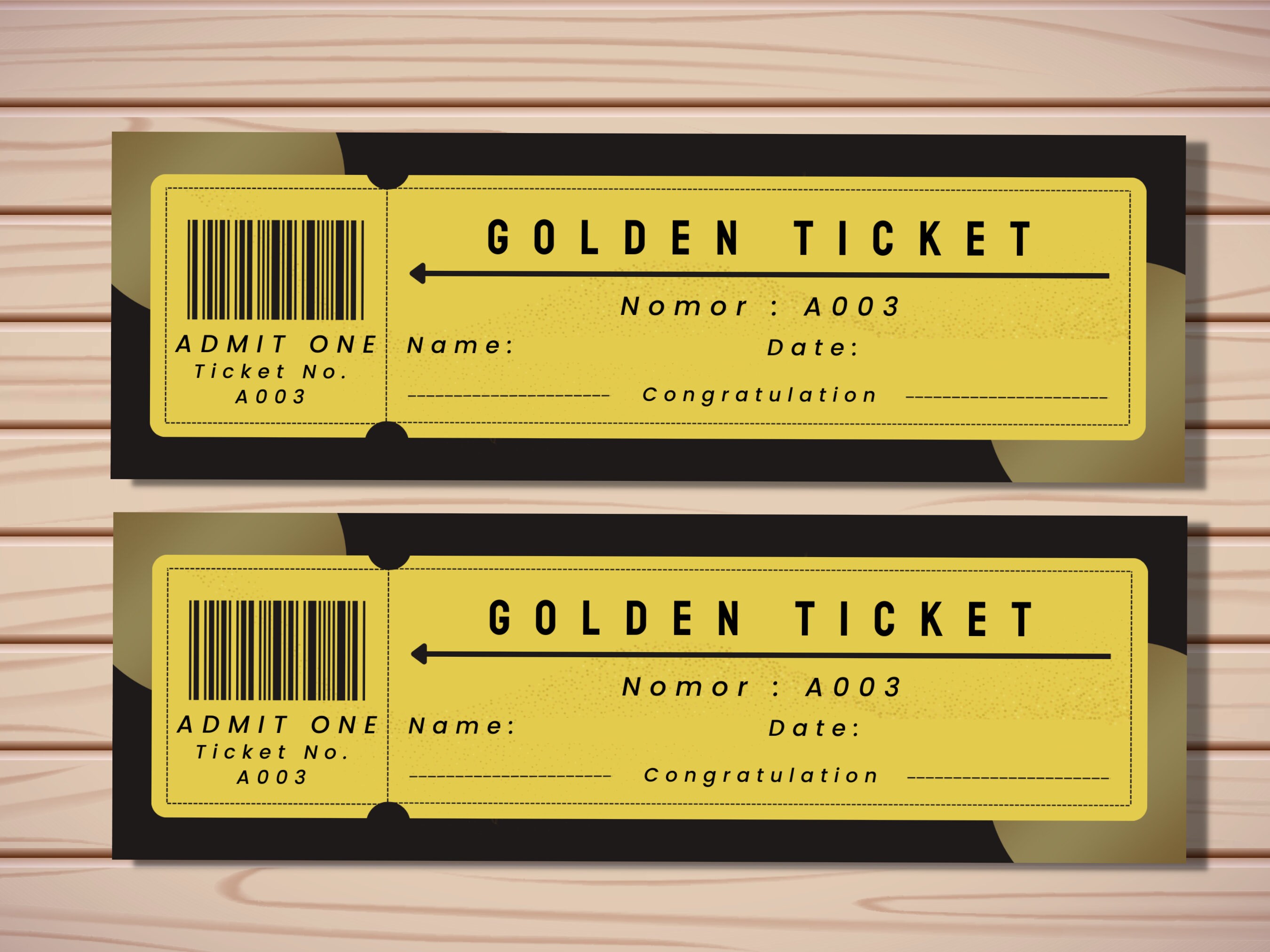 Golden Printable Surprise Event Ticket| Editable Custom Golden Ticket ...