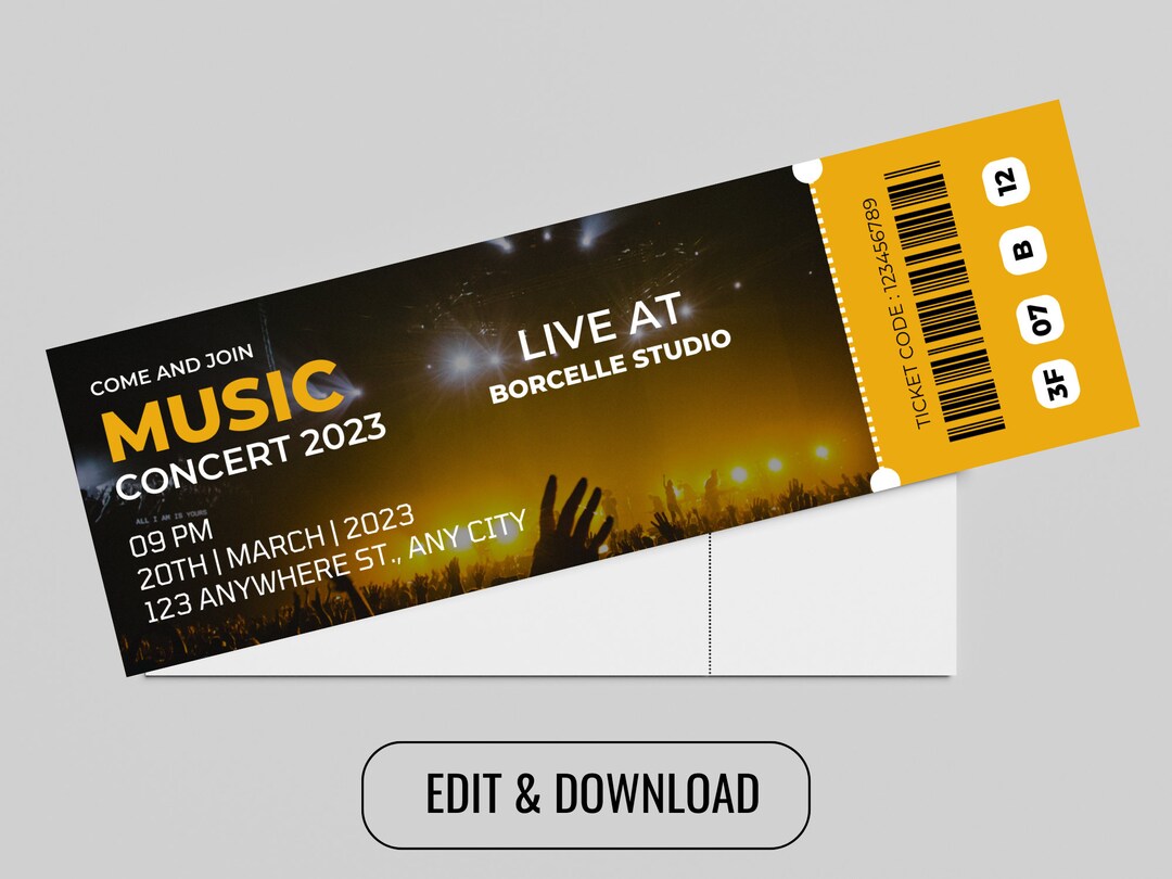 Editable Concert Ticket Canva Template, DIY Concert Ticket, Printable ...