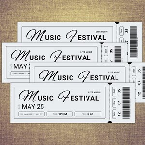 Music Concert Instant Download Printable Ticket | Home Cinema | Custom ...