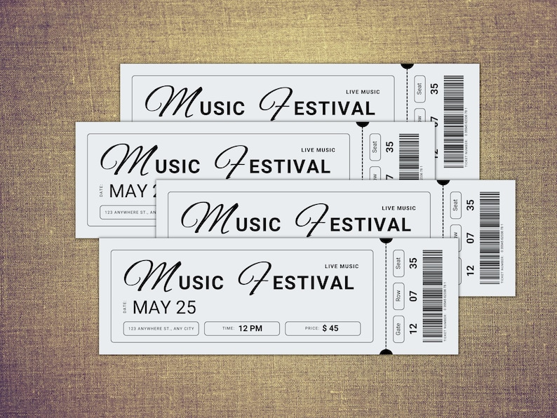Music Concert Instant Download Printable Ticket | Home Cinema | Custom ...